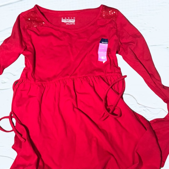 Basic Editions | Dresses | Ruby Red Dress With Sequins Shoulder Accents ...